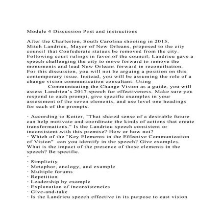 Module 4 Discussion Post and instructionsAfter the Charleston,.docx