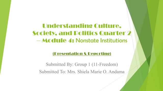 Module 2. lesson 4: THE NON-STATE INSTITUTIONS | PPTX