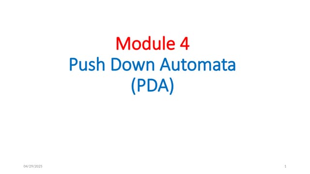 Push Down Automata (PDA) | TOC (Theory of Computation) | NPDA | DPDA | PPTX