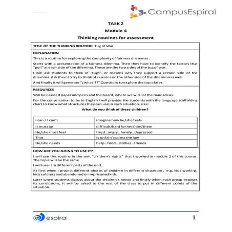 Thinking routine - module 4 | DOCX