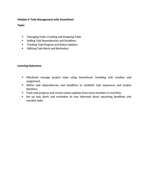 Module 4 Task Management With Smartsheetdocx Newdocx