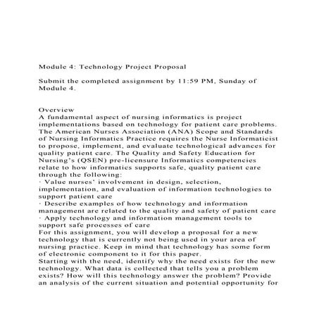 Module 4 Technology Project ProposalSubmit the complete.docx | IT and ...