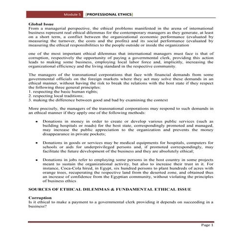Professional Ethics Module 5 Notes | DOCX