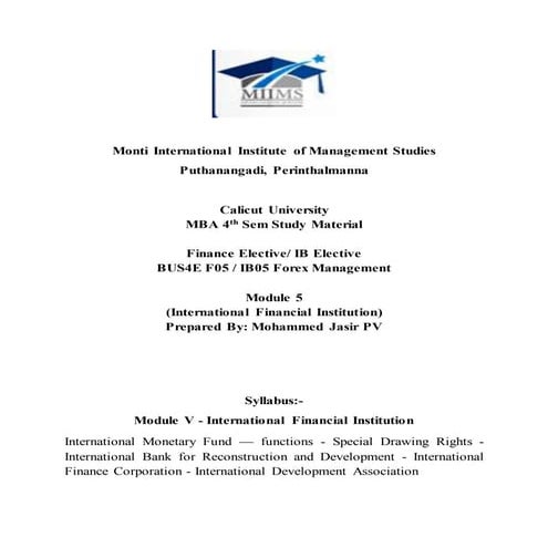 International Financial Institution, IMF, IBRD,IFC,IDA | DOCX
