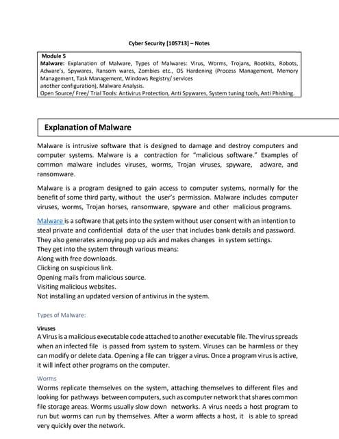 MALWARE AND ITS TYPES | PPT
