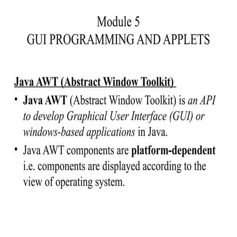 Module 5pptx Gui Programming And Applets Ppt