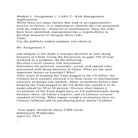Module 5 Assignment 1 LASA 2—Risk Management ApplicationsWhile t.docx