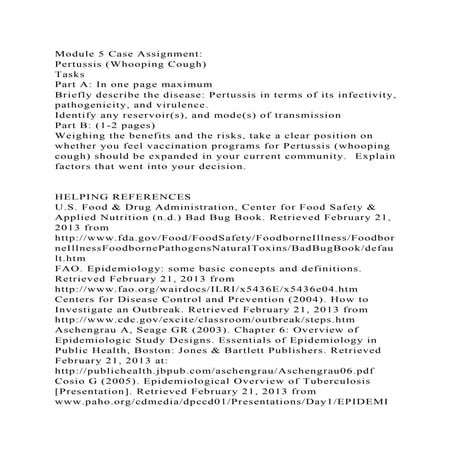 Module 5 Case Assignment Pertussis (Whooping Cough)TasksPart .docx