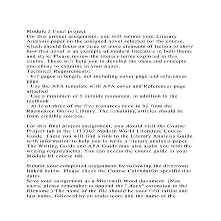 Module 5 Final Projectfor This Project Assignment You Will Subm Docx