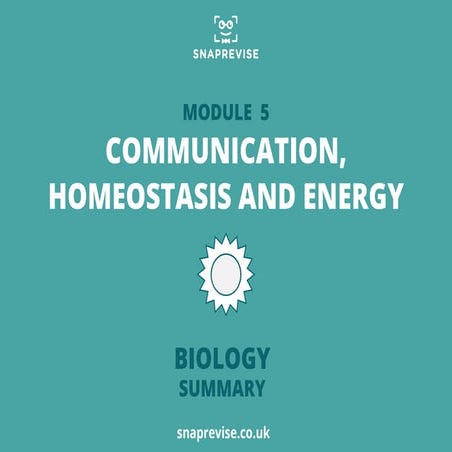 A-level OCR Biology Past Paper Summary: Communication, Homeostasis and Energy (Module 5) | PDF ...