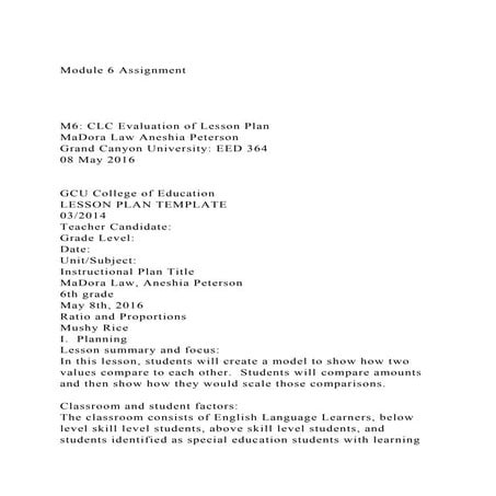 Module 6 AssignmentM6 CLC Evaluation of Lesson Plan M.docx