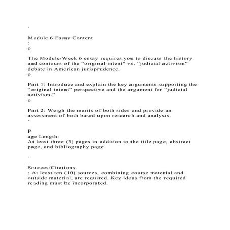 ·Module 6 Essay ContentoThe ModuleWeek 6 essay require.docx