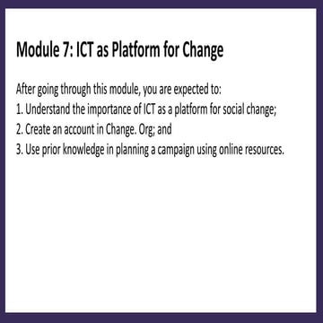 ICT as a Platform for change. ICT platform. | PPTX