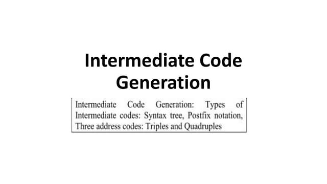 Module 6 Intermediate Code Generationpdf