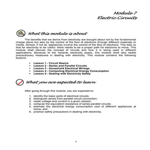 Module 7 electric circuits | PDF | Home Appliances | Home & Garden