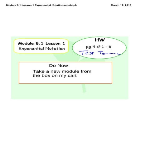 Module 8.1 lesson 1 exponential notation | PDF