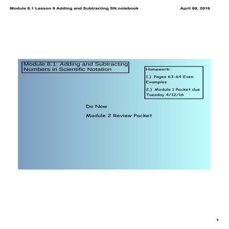 Module 8.1 lesson 9 mixed practice in scientific notation | PDF