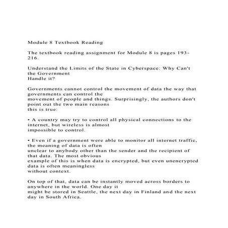 Module 8 Textbook ReadingThe textbook reading assignment f.docx ...