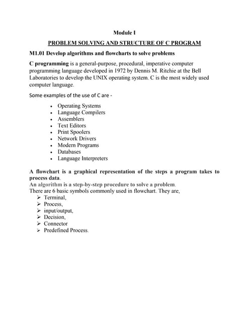 C Programming Unit 1 Pptx Programming Languages Computing