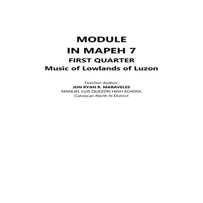 Module in arts 7 1st quarter | DOCX | World/International Music | Music
