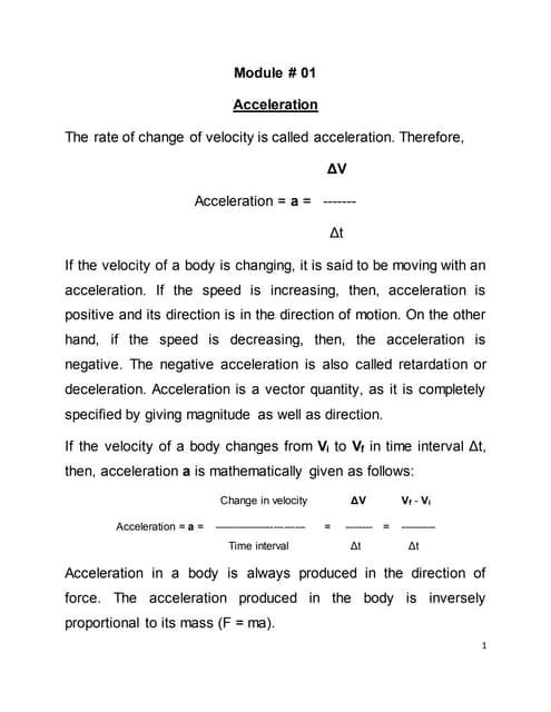 Speed, Velocity And Acceleration | PPT