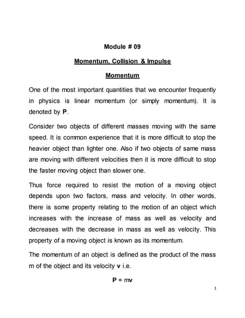 Impulse and momentum(physics) | PPT | Physics | Science