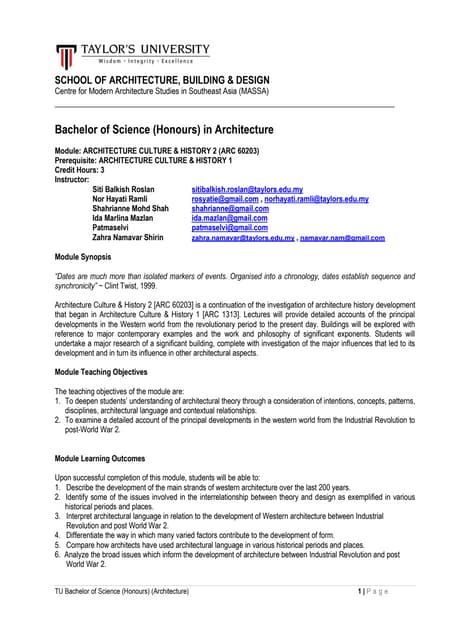 Arch design studio 1 module outline | PDF