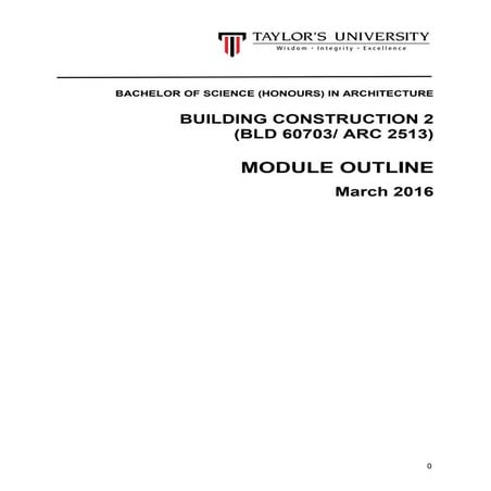 SEMESTER 3 : BUILDING CONSTRUCTION 2 MODULE OUTLINE | PDF