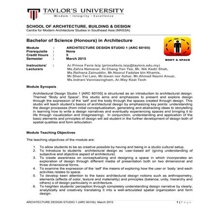 Module outline design studio 1 march 2015 | PDF