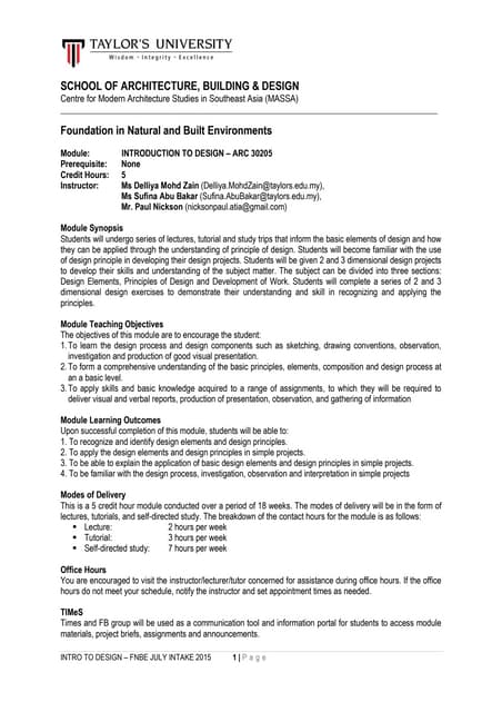 Introduction To Design Module Outline | PDF