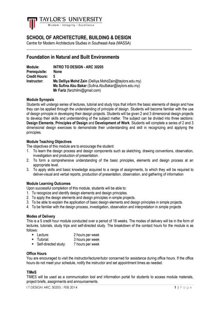 Introduction To Design Module Outline | PDF