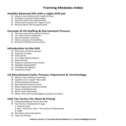 Modules Index.docx | Resume Writing and Advice | Job Search