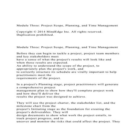 Module Three Project Scope, Planning, and Time Management.docx
