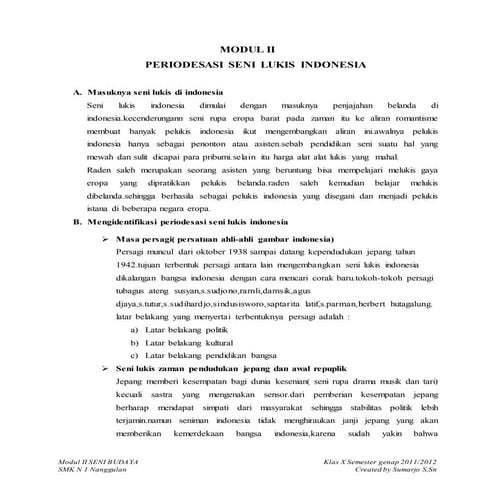 Tinjauan sejarah seni rupa di indonesia | DOCX