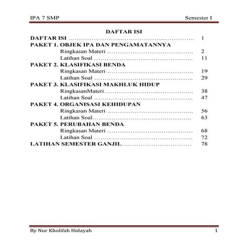 Modul ipa 7 smp semester 1 | PDF