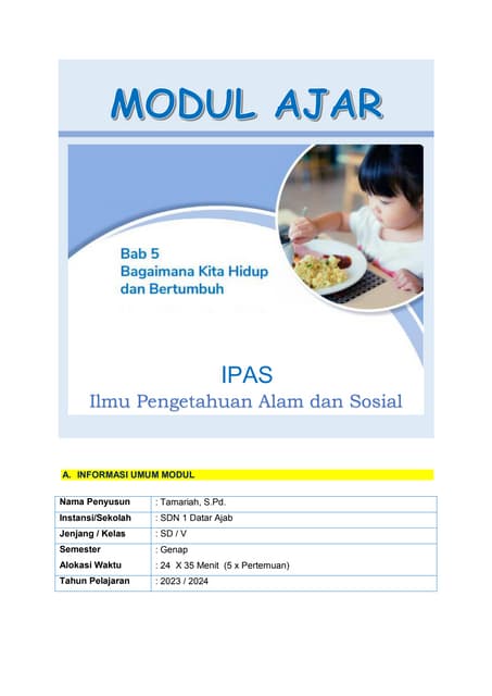 MODUL AJAR IPAS KELAS 5 BAB 3 KURIKULUM MERDEKA.docx