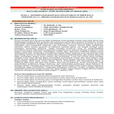 Modul IPS Kls 8 Tema 1 tentang pelajaran ekonomi | DOCX