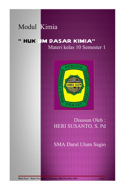 Hukum Hukum Dasar Kimia PPT | PPTX