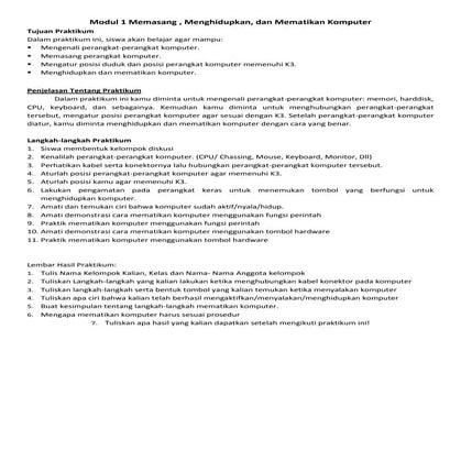 MODUL PELATIHAN MICROSOFT OFFICE WORD DAN EXCEL TINGKAT SMK | PDF