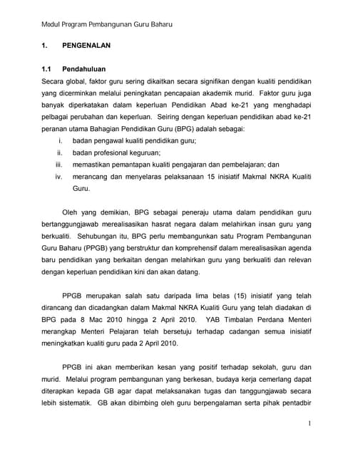 PPGB (Program Pembangunan Guru Baharu) | PDF