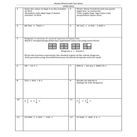 Modul matematik seedin 1 | DOCX