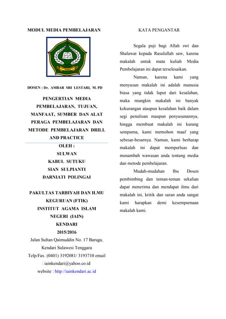 Analisis kebutuhan media pembelajaran 1 | PPT