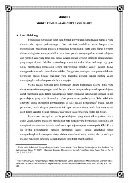 Modul Media Pembelajaran Berbasis Permainan (Games) Tadris IPA | PDF