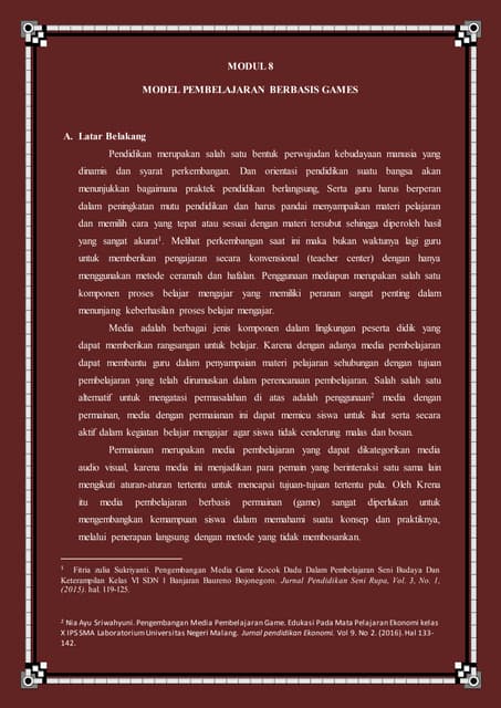 Modul Media Pembelajaran Berbasis Permainan (Games) Tadris IPA | PDF