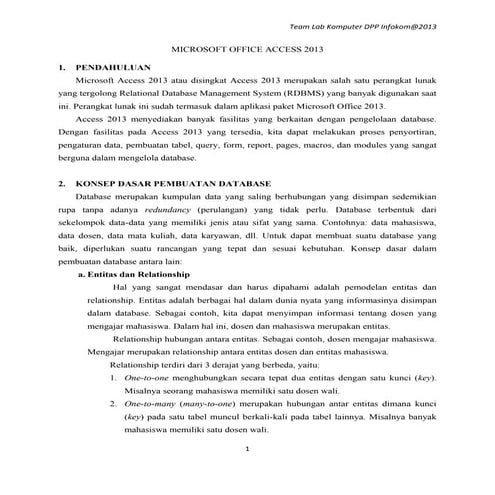 Modul microsoft acces 2013 | PDF
