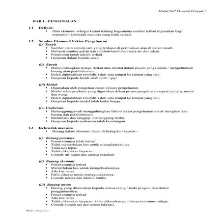 Modul mikroekonomi ( penggal 1 ) edit by cikgu HASNI KOLEJ TING 6 ...