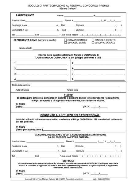 Modulo iscrizione solisti | PDF