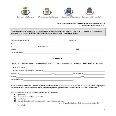 Modulo domanda 162 | DOC