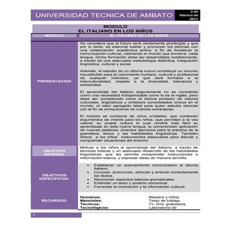 Modulo italiano per bambini2 | PDF