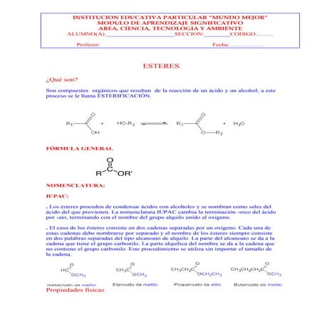 Ésteres química organica química ambiental | PPTX